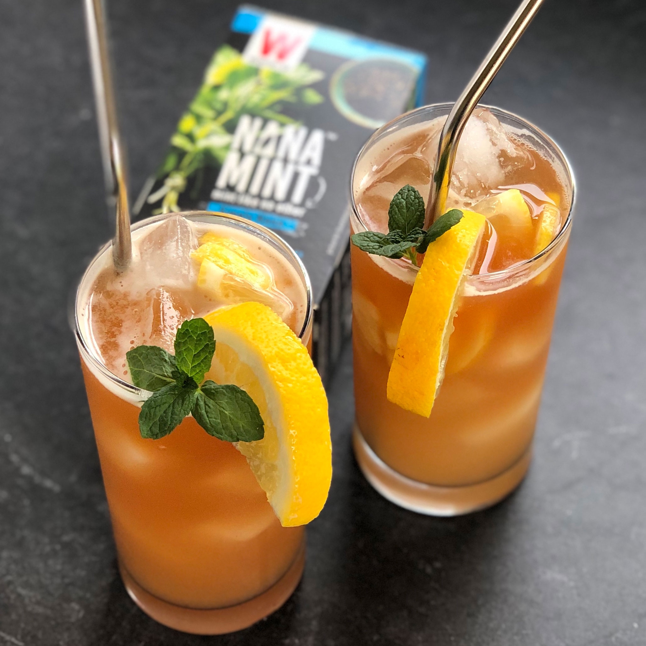 Nana Mint Iced Simply Black Tea Half & Half Sparkle • WineDivaa